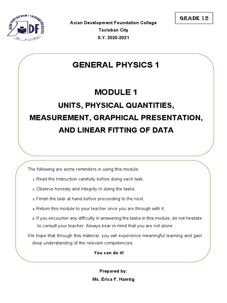 Grade 12 Physics Module Guide | PDF | International System Of Units ...