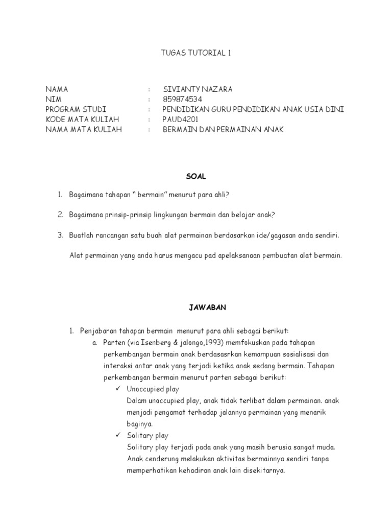Tugas Tutorial 1 | PDF | Pengembangan Diri