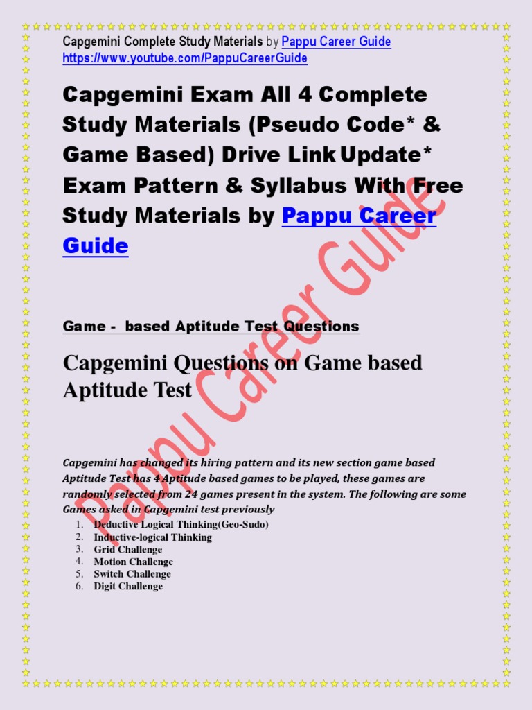 Capgemini Exam All 4 Complete Study Materials | PDF | Control Flow | Integer (Computer Science)