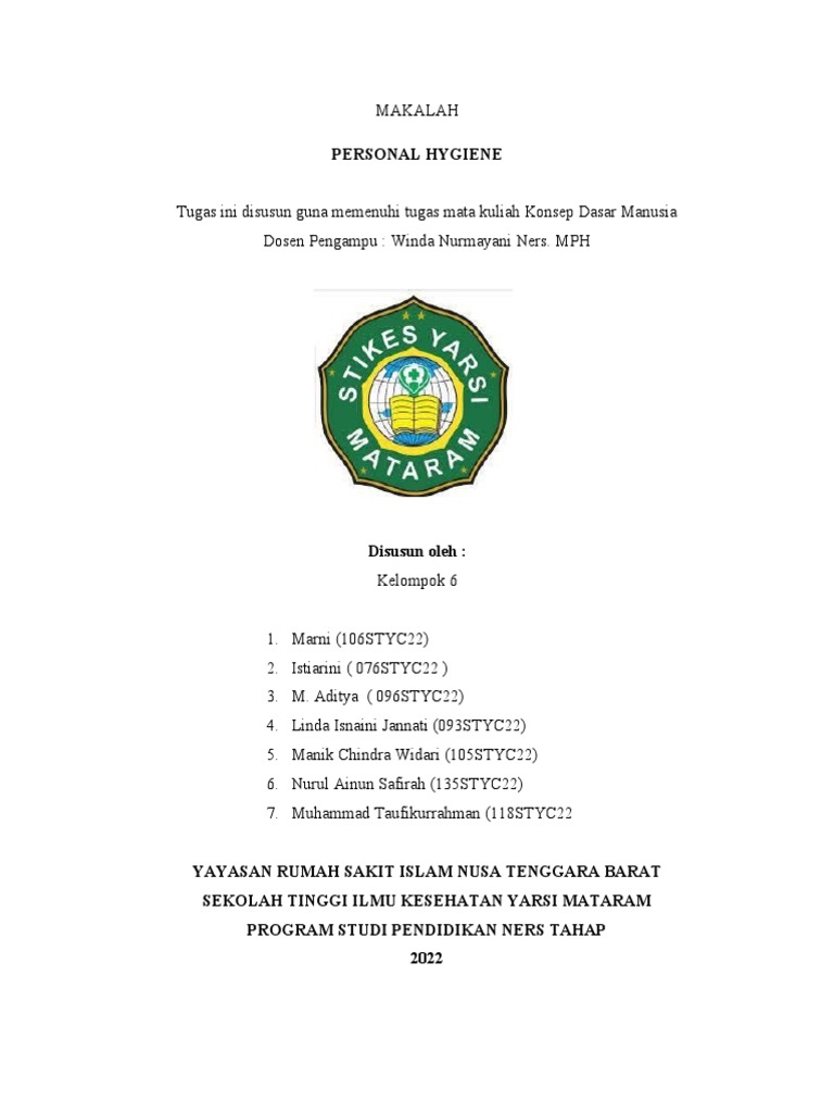 Makalah Personal Hygiene Fix | PDF