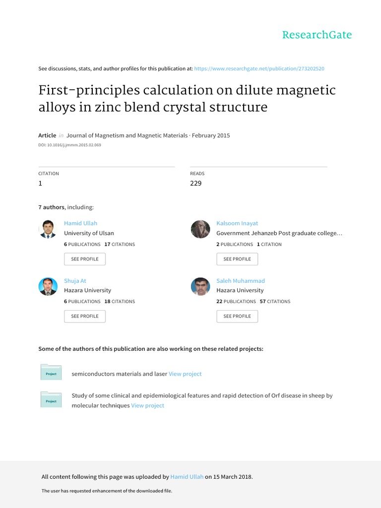 First-Principles Calculation On Dilute Magnetic Al | PDF | Doping ...