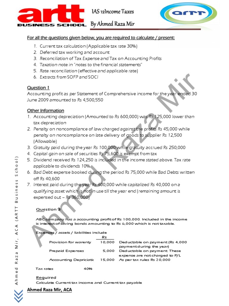 IAS 12 - Income Taxes | PDF | Expense | Depreciation