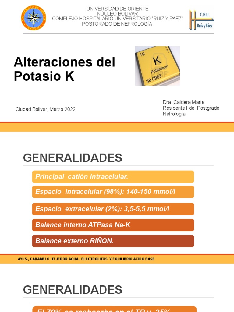 Alteraciones Del Potasio Mafer | PDF | Potasio | Química