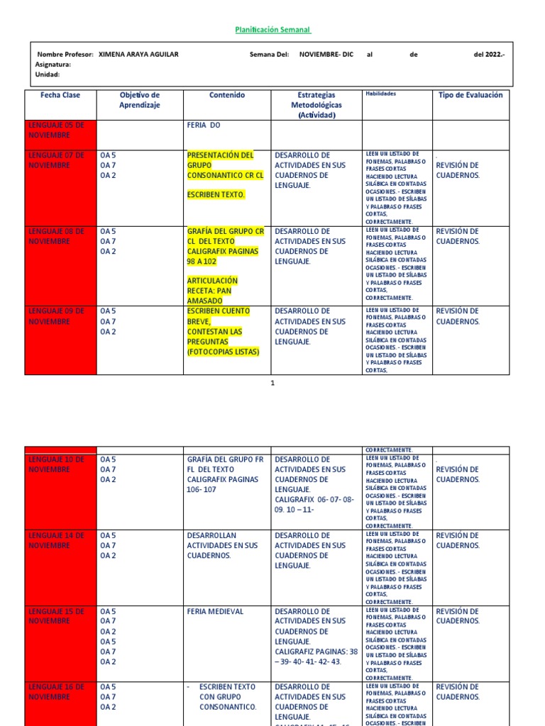 Planificaciones Noviembre | PDF | Sílaba | Sociedad