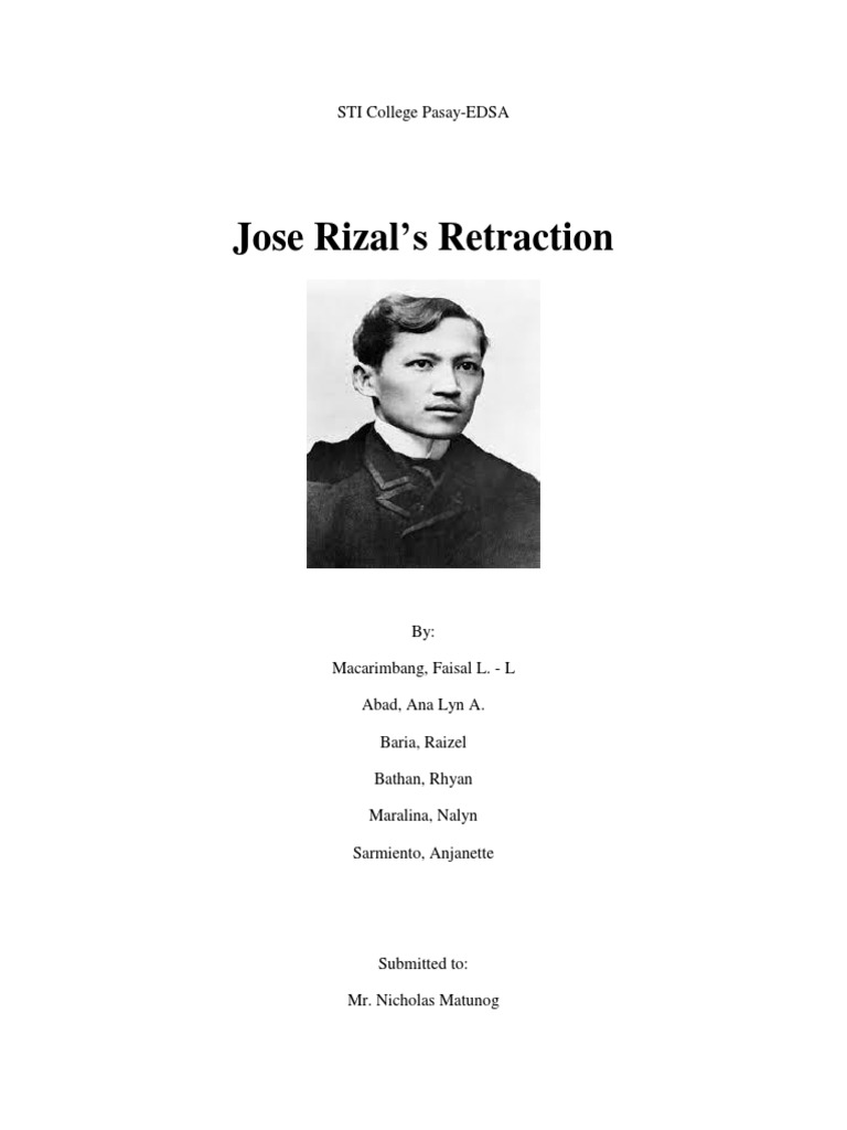 RPH - PT - Rizal's Retraction | PDF | Philippines