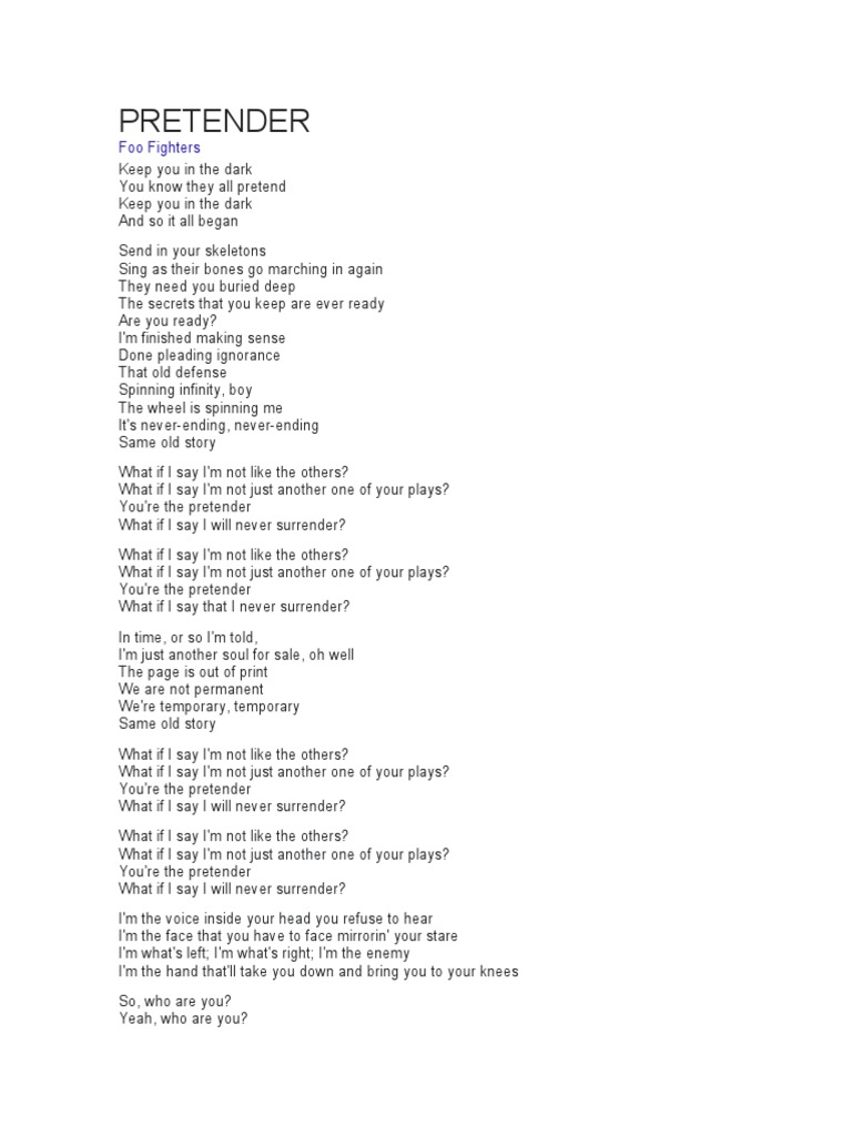 Foo Fighters - PRETENDER | PDF