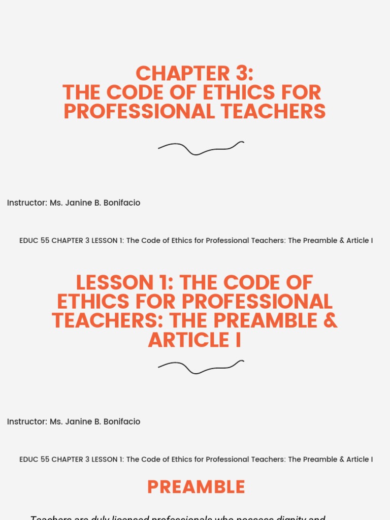 Chapter 3 The Code of Ethics For Professional Teachers (PDF) | PDF ...