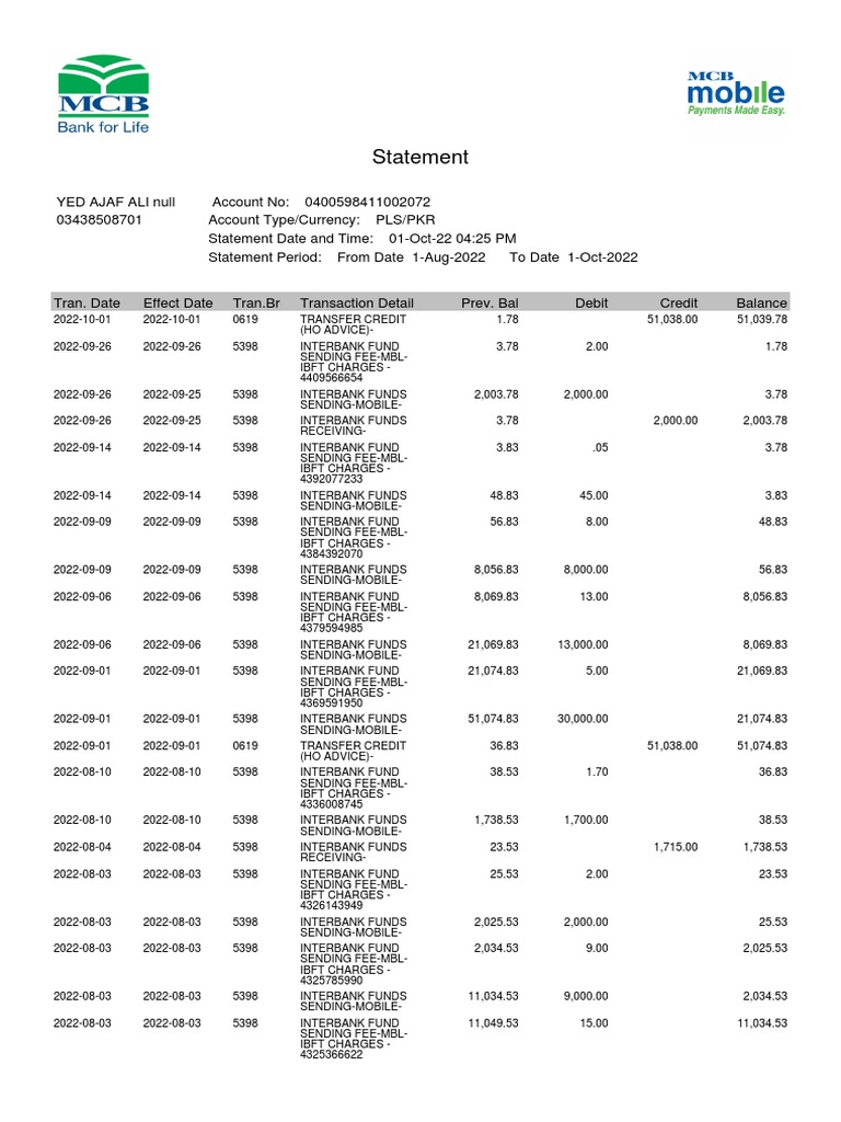 AccStatement 20221001 042528 | PDF | Debits And Credits | Corporations