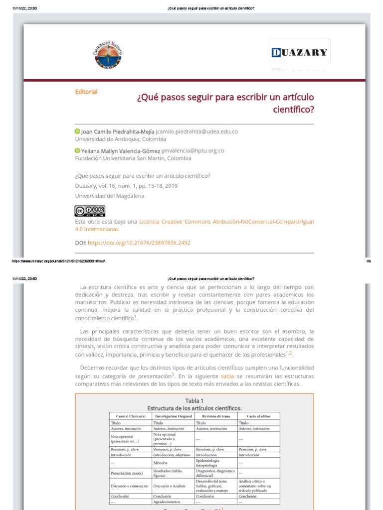 ¿qué Pasos Seguir Para Escribir Un Artículo Científico Pdf Science