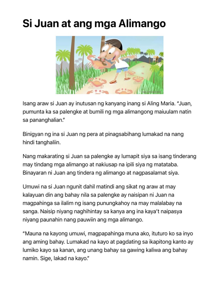 Si Juan at Ang Mga Alimango (Maikling Kwento) - Pinoy Collection | PDF