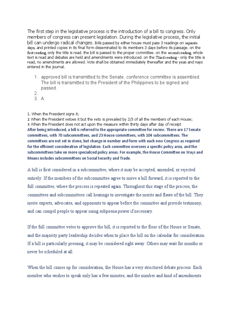 Legislative Process | PDF | Bill (Law) | United States Senate