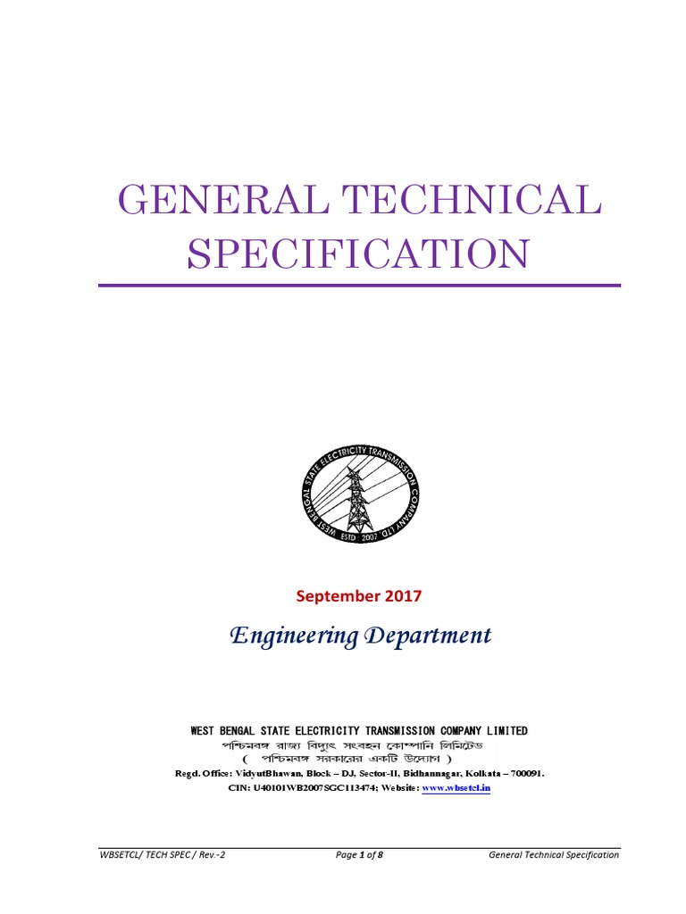 GENERAL TECHNICAL SPECIFICATION - Rev 2 | PDF | Electrical Substation ...