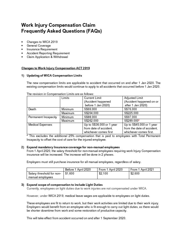 Commercial Work Injury Compensation Faqs | PDF | Employment | Insurance