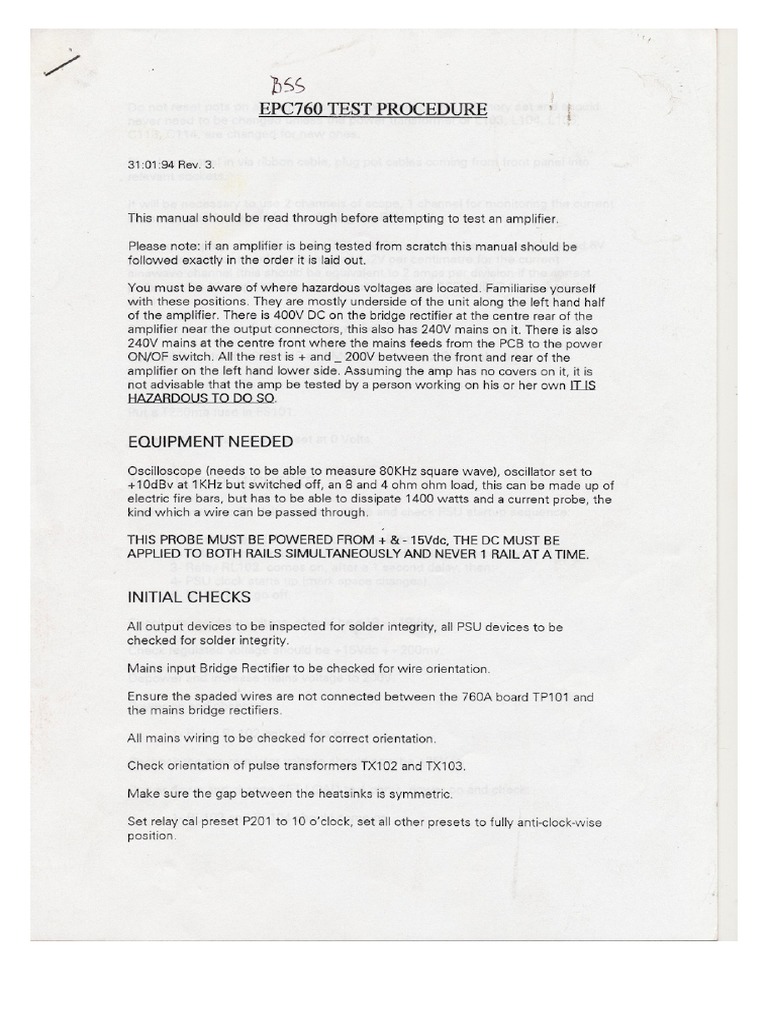 Bss Test Procedure | PDF