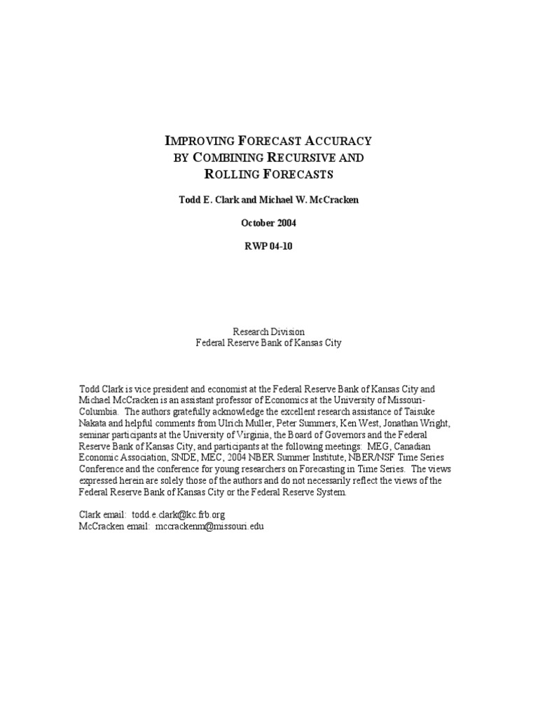 Rolling Regression 2 | PDF | Forecasting | Mean Squared Error