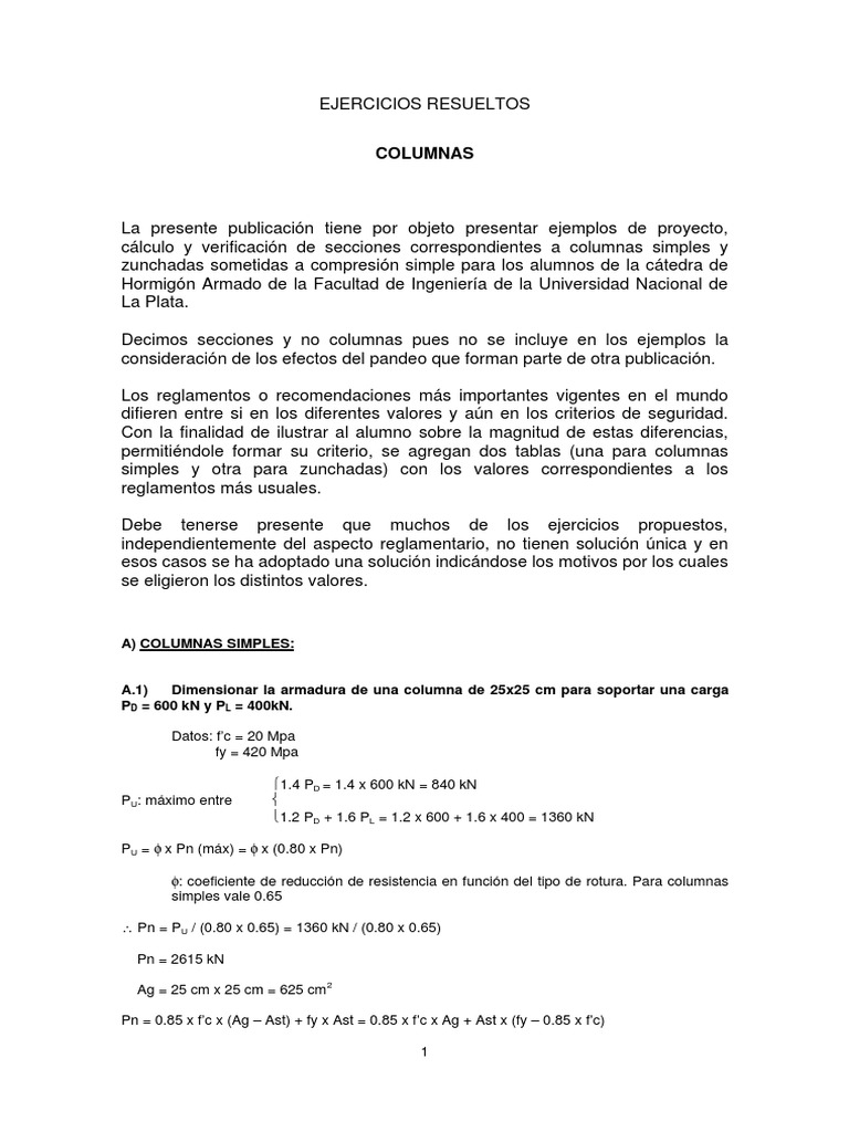 Columnas - Ejercicios Resueltos | PDF | Hormigón | Material compuesto