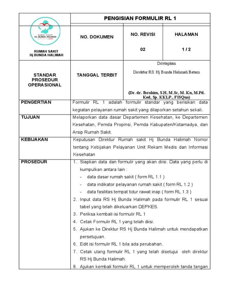 SPO Pengisian Formulir RL 1 | PDF
