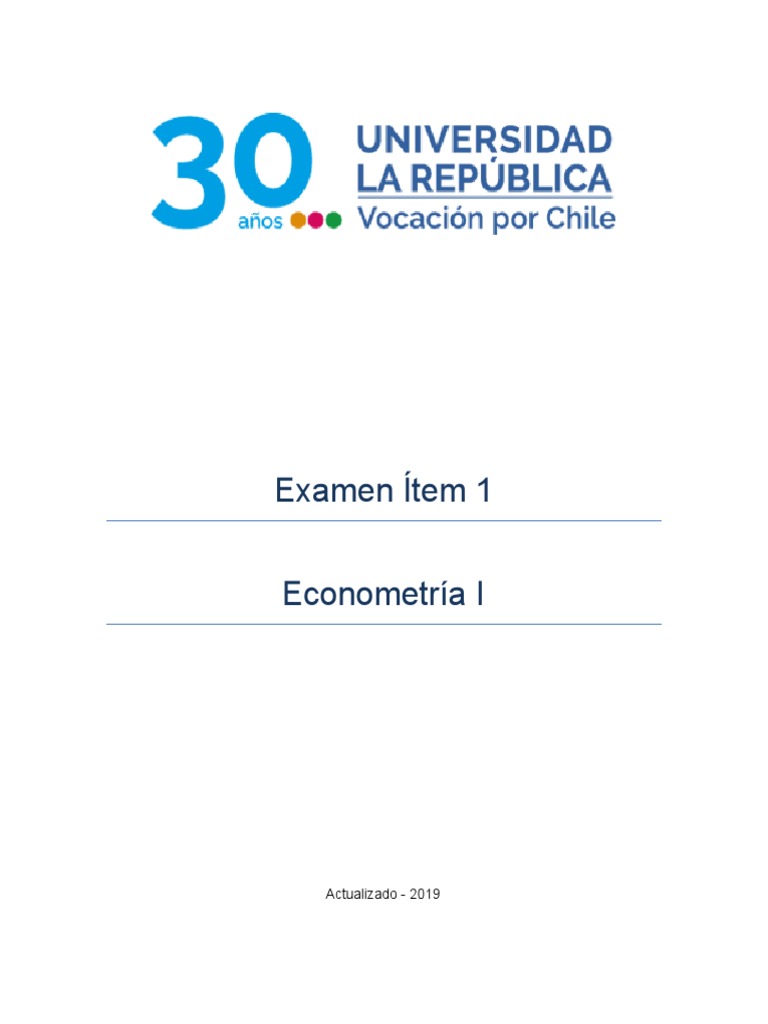 Examen Ítem 1 Econometría | PDF | Prueba (evaluación) | Aprendizaje