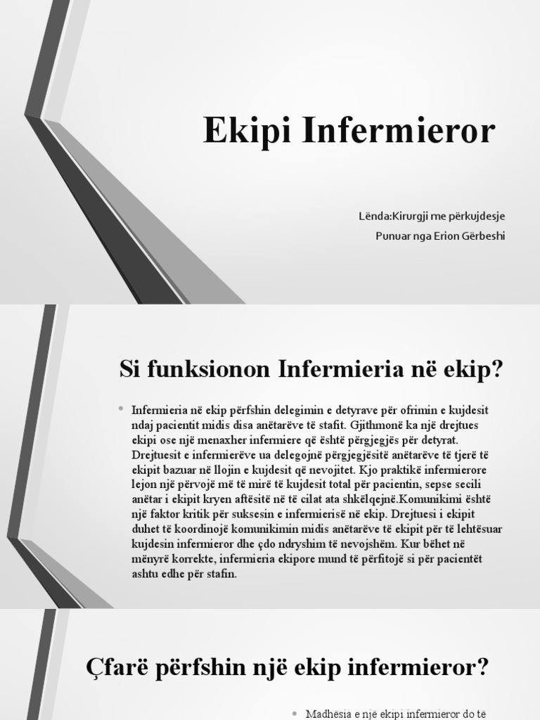 Kirurgji Me Përkujdesje-Ekipi Infermieror | PDF