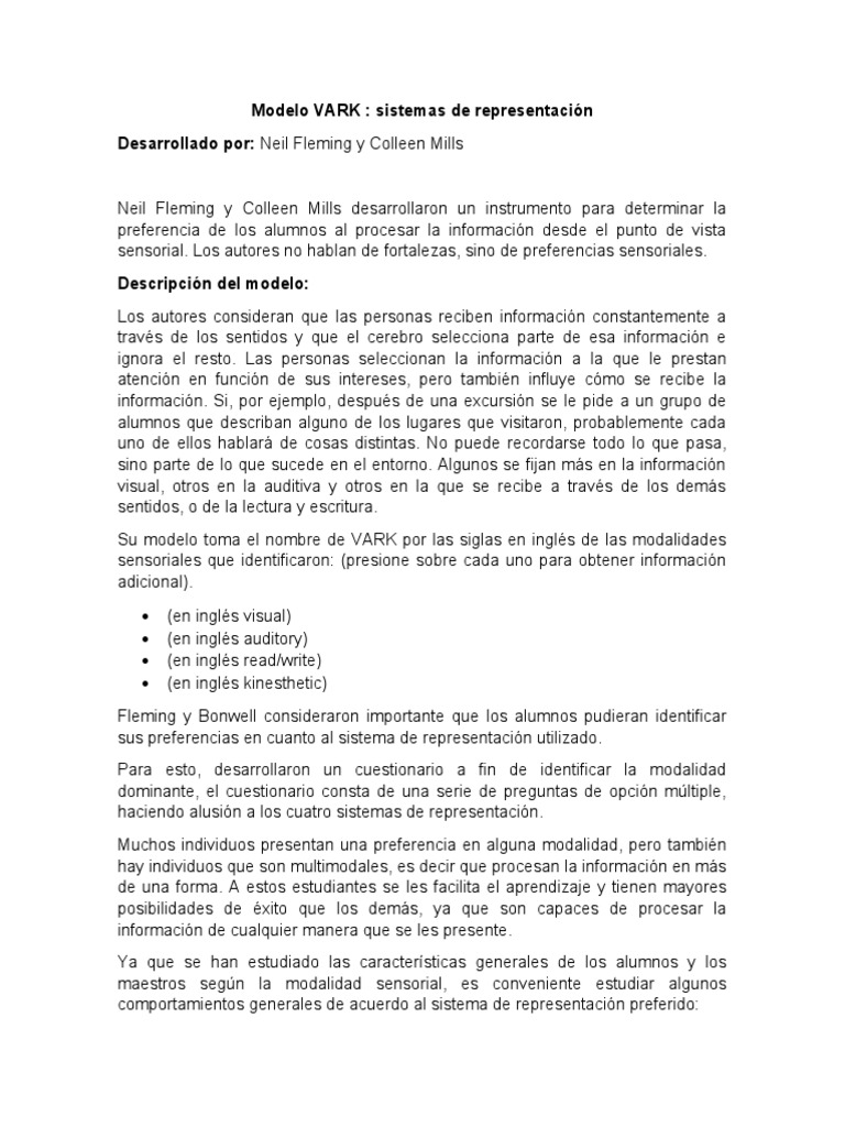 Modelo VARK y 4MAT en Educación | PDF | Aprendizaje | Hemisferio cerebral