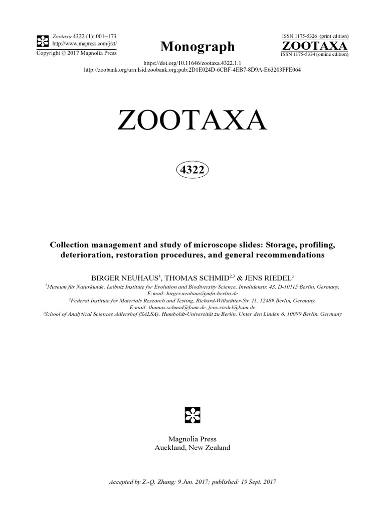 Zootaxa | PDF | Fixation (Histology) | Chemical Substances
