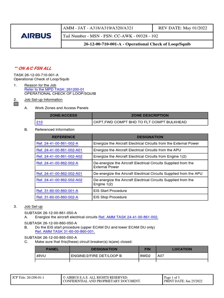 AMM - JAT - A318/A319/A320/A321 REV DATE: May 01/2022 Tail Number - MSN ...