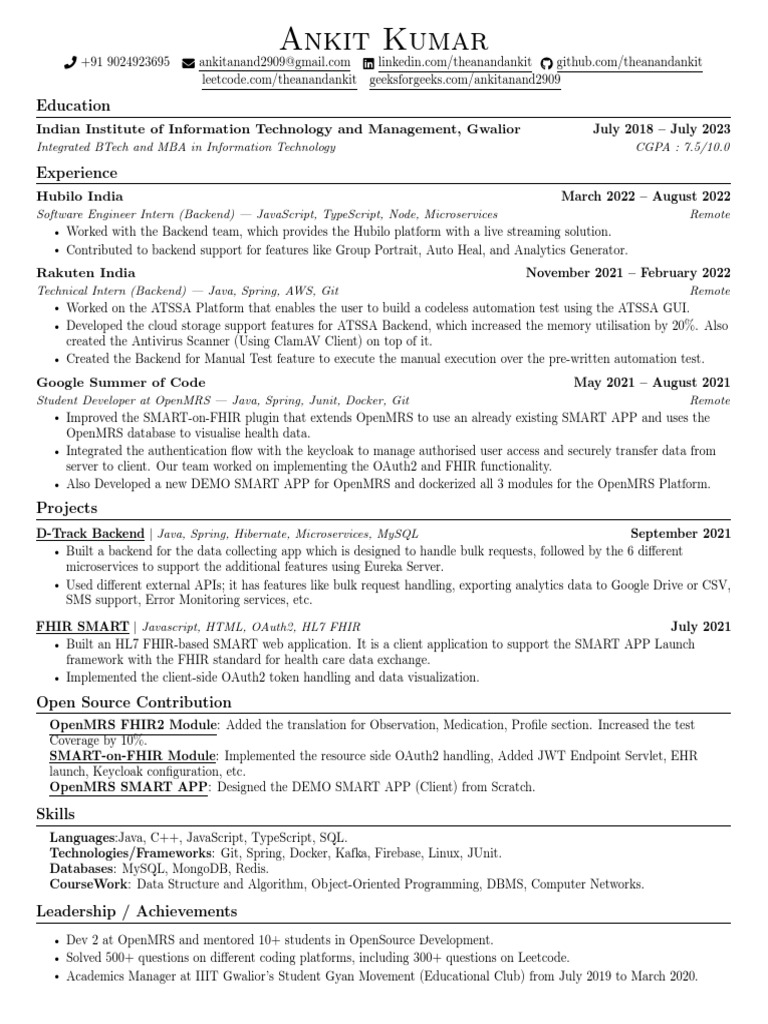 Ankit Kumar Resume | PDF | Web Application | Software Development
