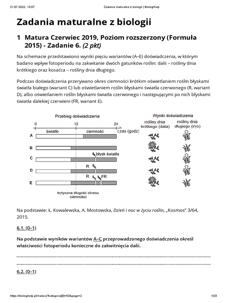 4zadania Maturalne Z Biologii - BiologHelp | PDF