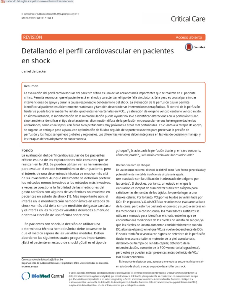 Perfil Cardiovascular en Pacientes en Shock | PDF | Septicemia ...