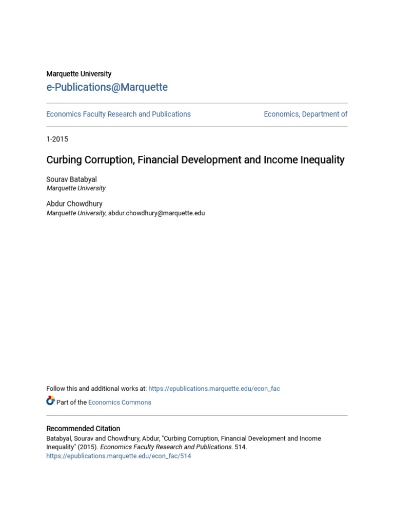 Curbing Corruption Financial Development and Income Inequality | PDF ...