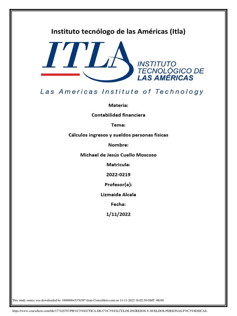 PR Ctica de C Lculos Ingresos y Sueldos Personas F Sicas Michael PDF | PDF | Contabilidad ...