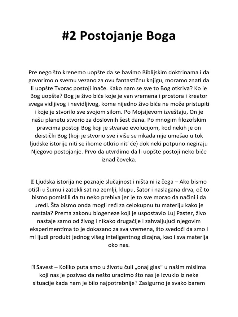 Lekcija - 2 - Postojanje Boga | PDF