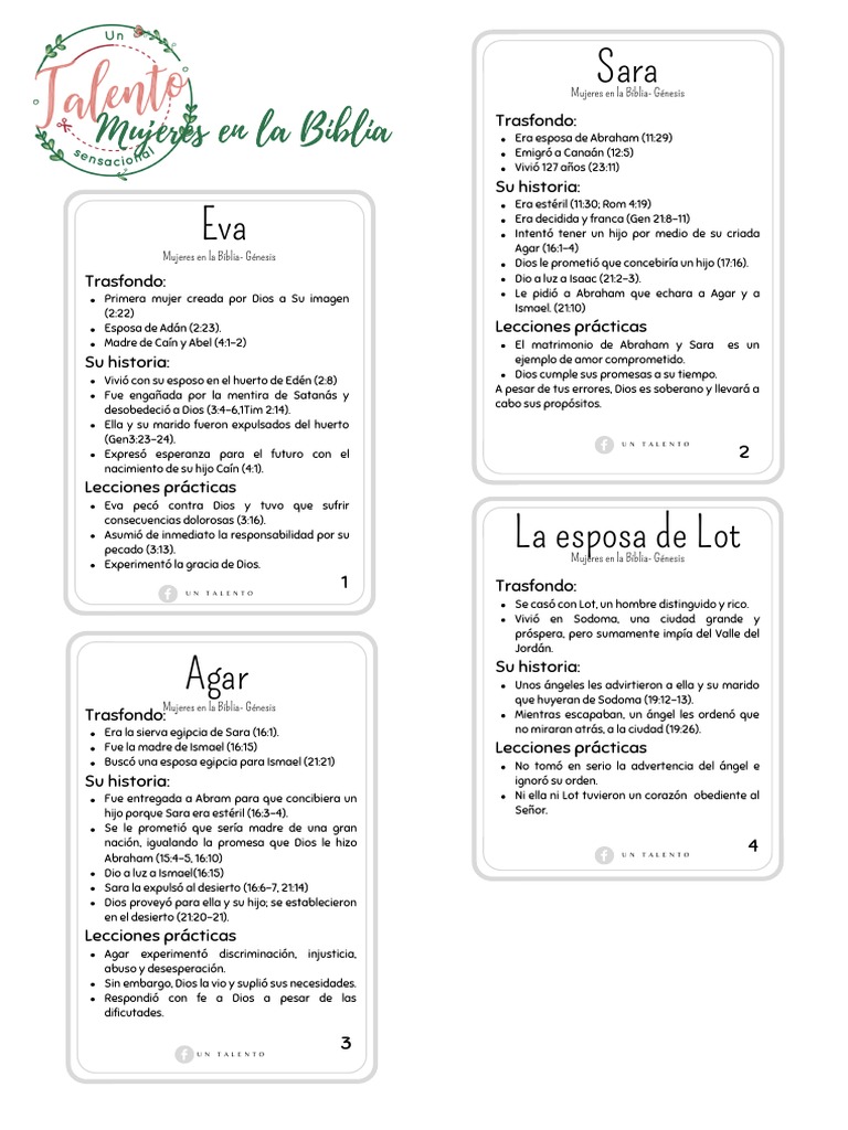 Mujeres en la Biblia: Sara, Eva, Agar, Raquel y Lea | PDF | Jacob | Moisés