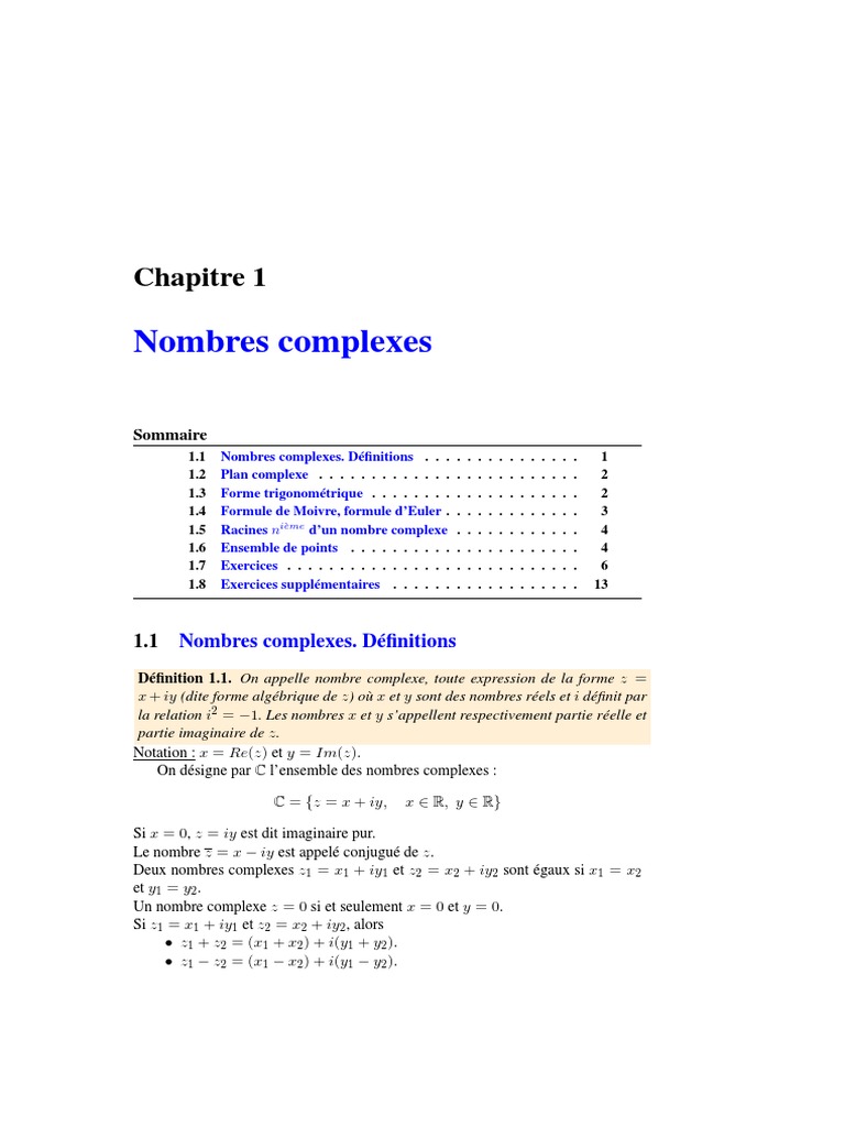 Formules de Moivre et d'Euler | PDF | Fonction trigonométrique | Nombre ...