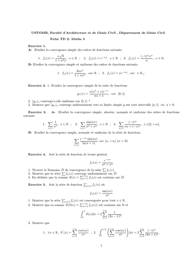 Convergence des Séries et Fonctions | PDF | Concepts mathématiques ...
