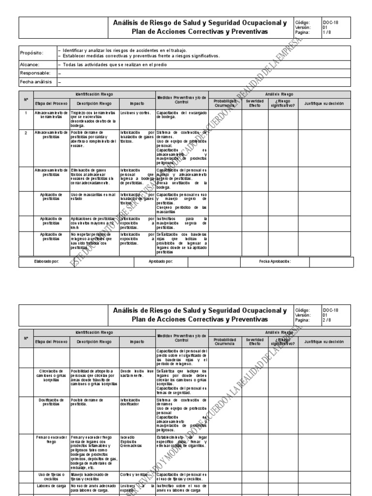 Análisis de Riesgo Laborales | PDF | Seguridad y salud ocupacional | Riesgo
