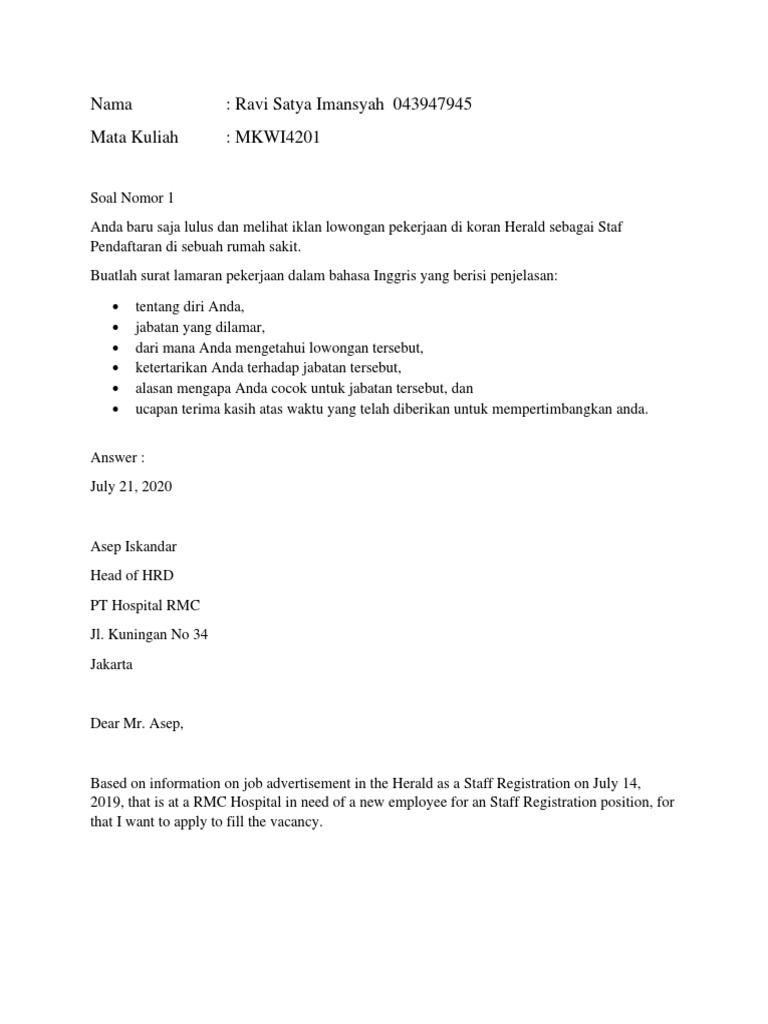 Ravi Satya - 043947945 - MKWI4201 - 3 | PDF