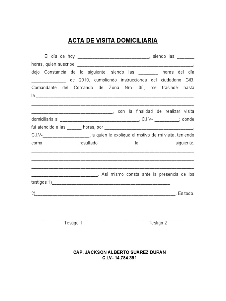 Acta de Visita Domiciliaria | PDF | Gobierno | América del Sur