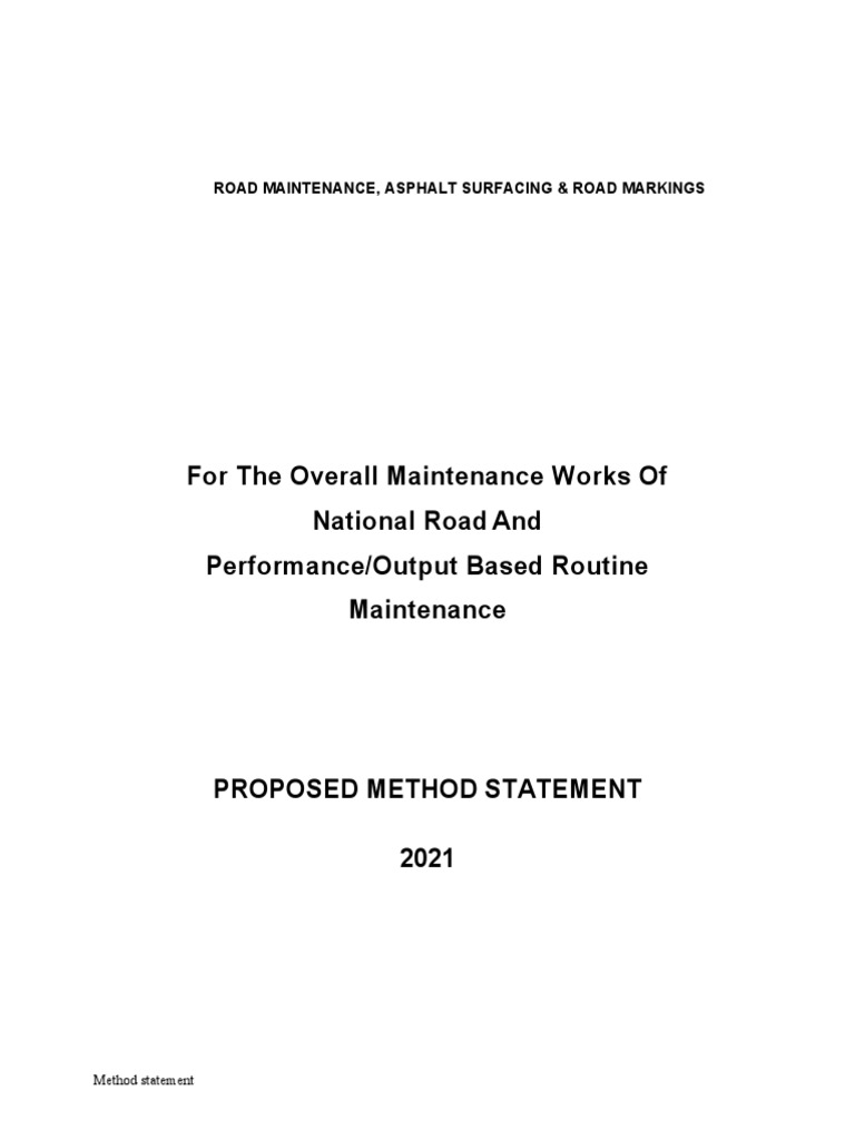 Asphalt Method Statement | PDF | Road Surface | Asphalt