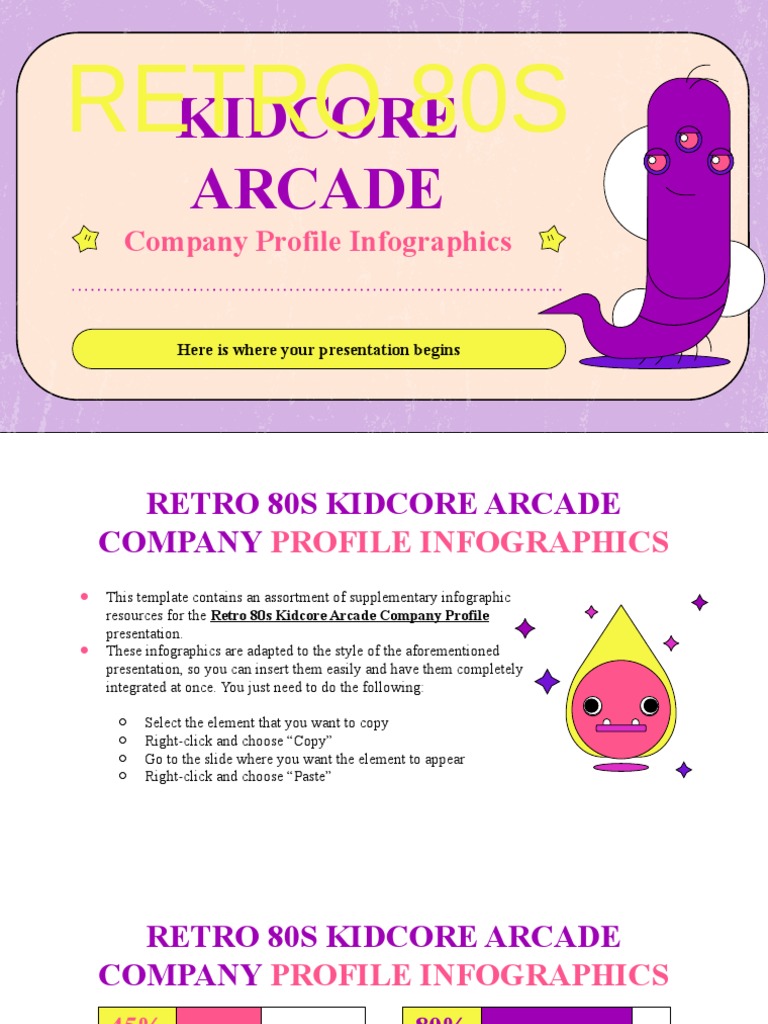 Retro 80s Kidcore Arcade Company Profile Infographics by Slidesgo | PDF ...