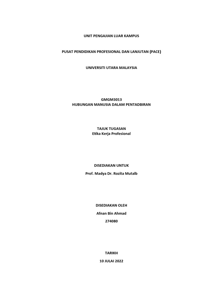 Gmgm3013 Hubungan Manusia Dalam Pentadbiran Afnan Ahmad 274080 Pdf