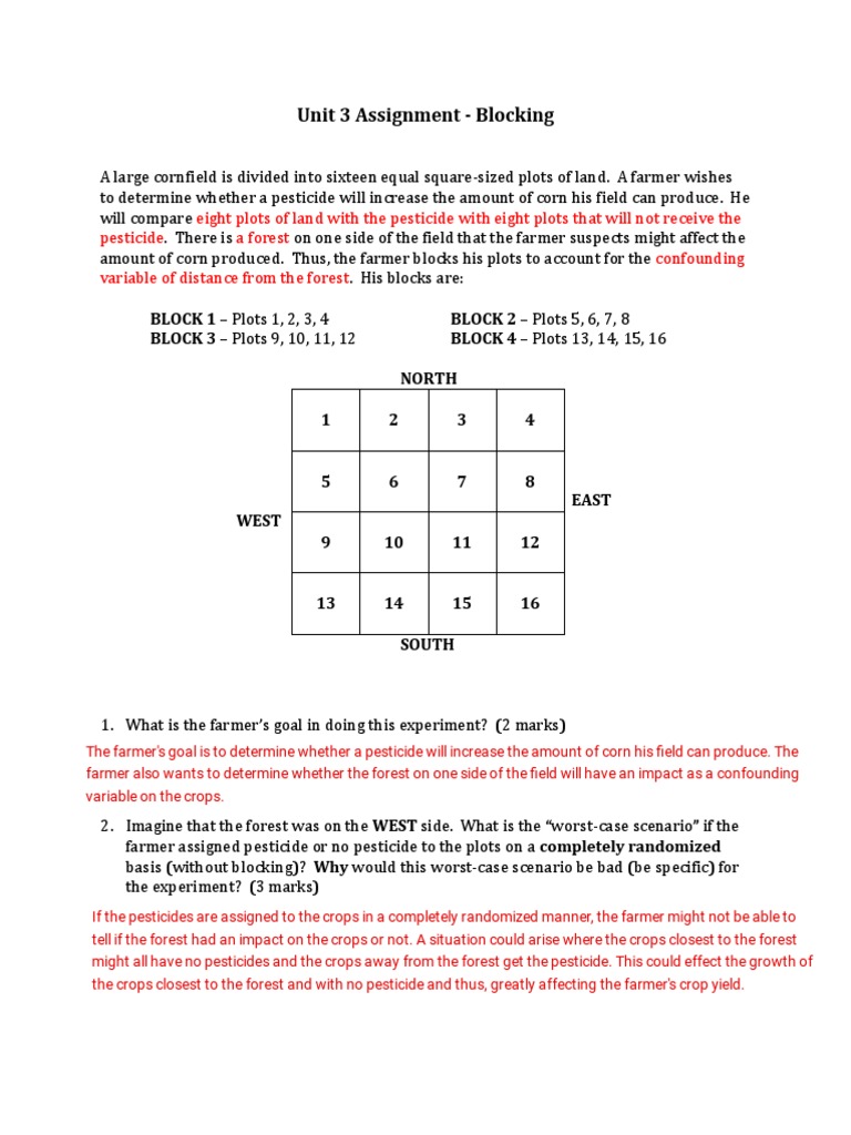 Farmer Blocking Assignment Pdf Design Of Experiments Confounding