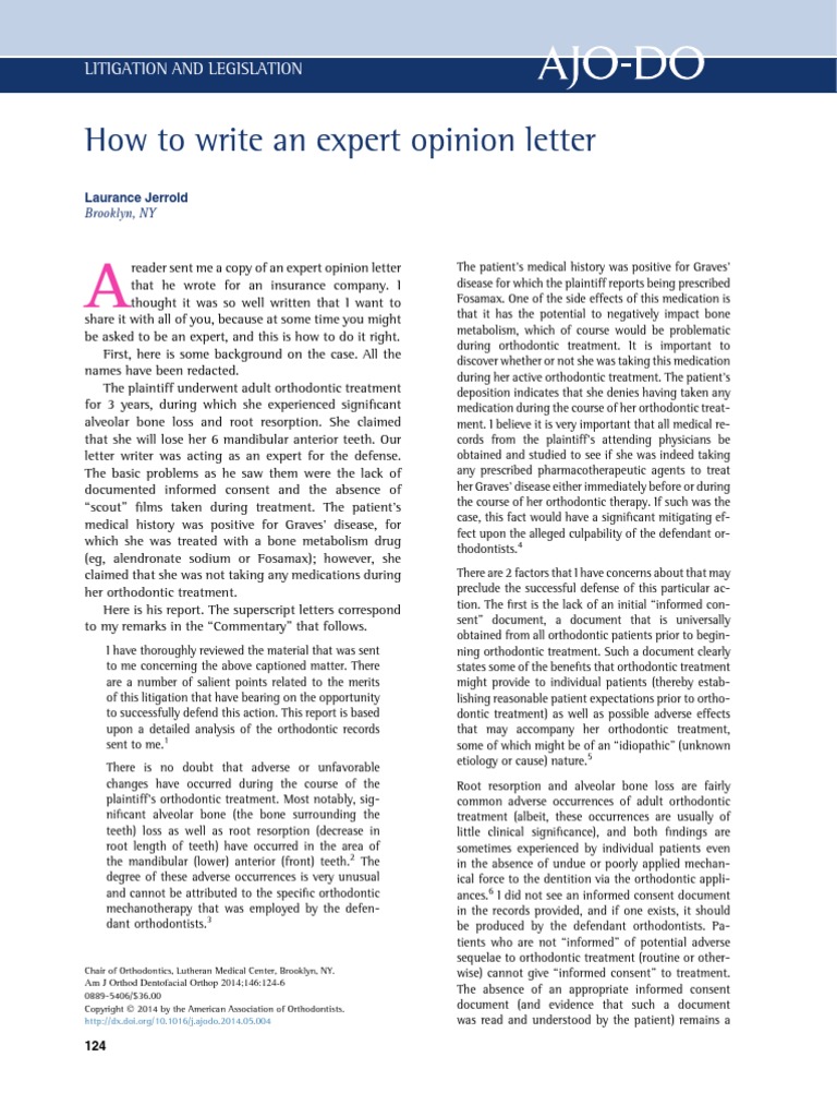 How To Write An Expert Opinion Letter | PDF | Orthodontics | Human Tooth