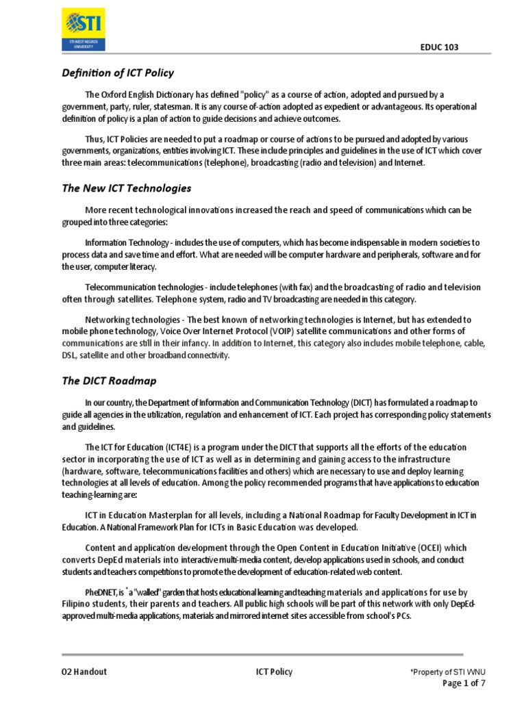 06 ICt Policies and Issues-Implications To Teaching and Learning | PDF ...