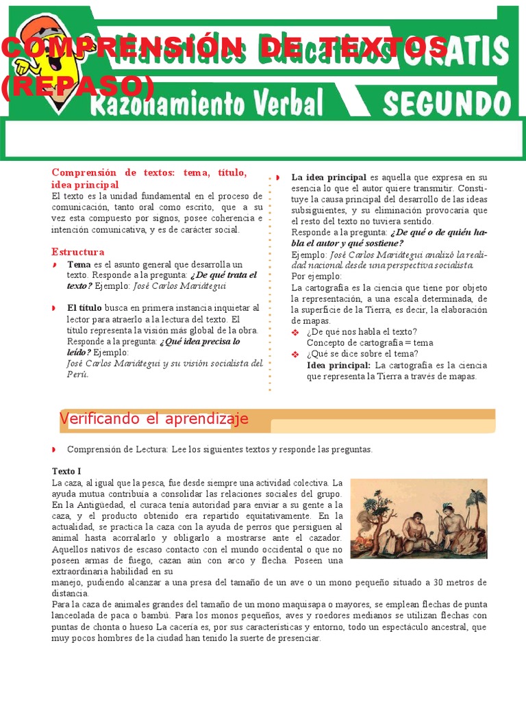 Actividades de Comprensión de Textos para Segundo Grado de Secundaria ...