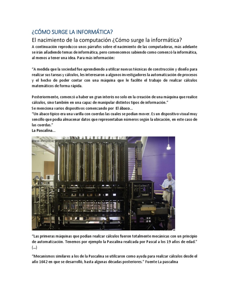 Orígenes de la Informática y Computación | PDF | Informática | Ciencias ...