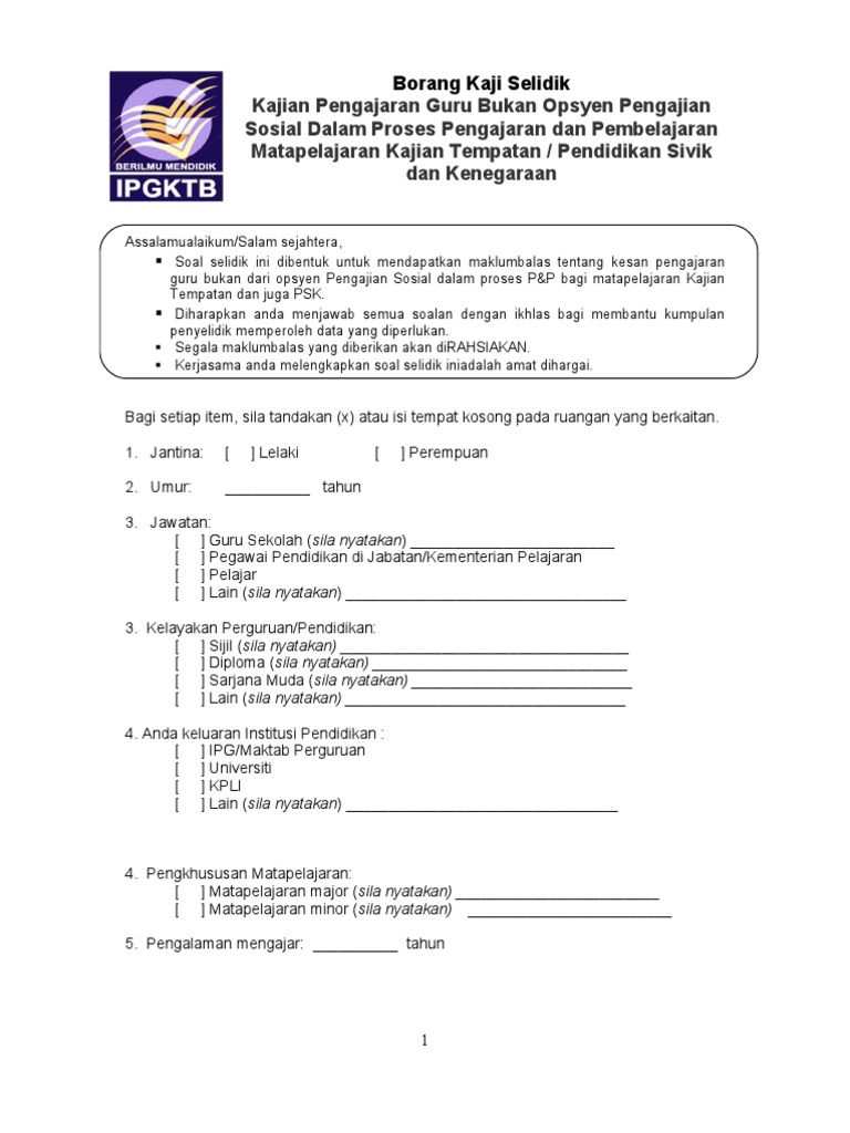 Borang Kaji Selidik | PDF