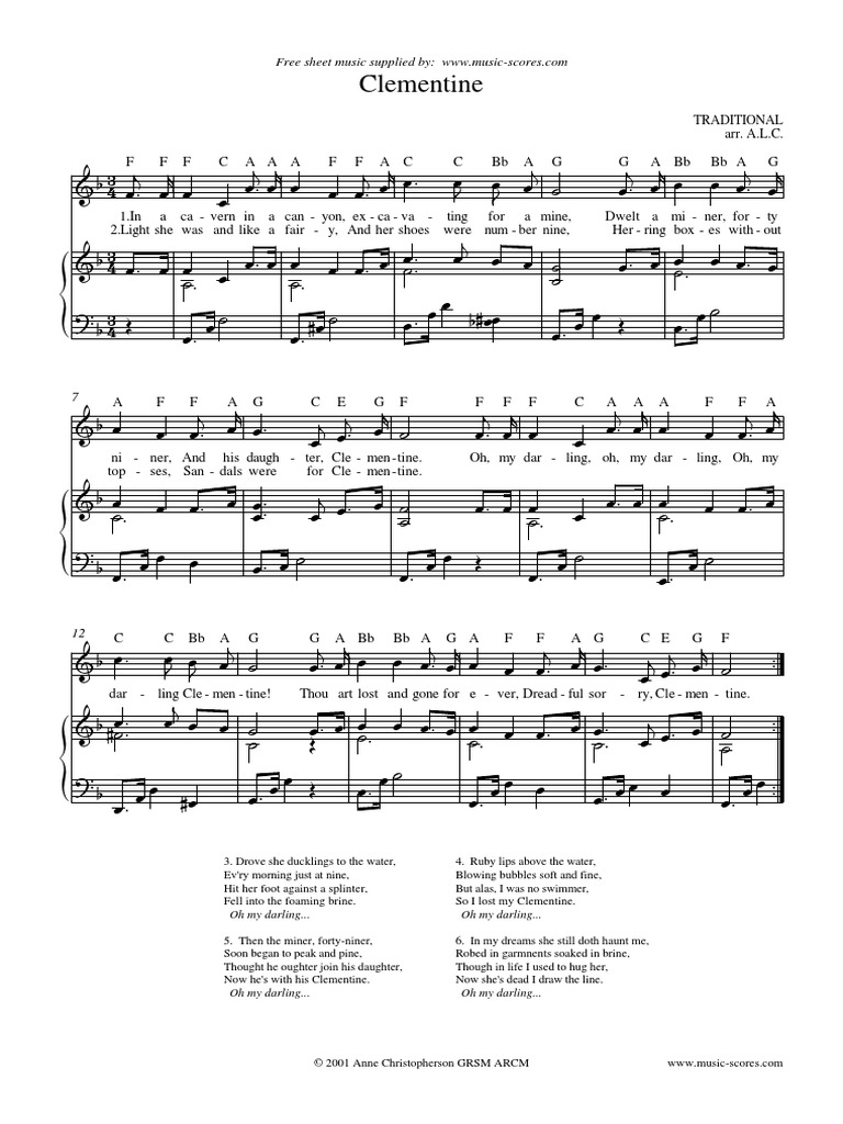 Trad Clementine Voice or Duet | PDF