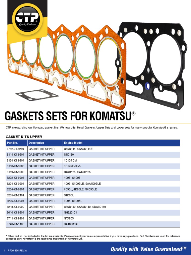 Gaskets Sets For Komatsu: Quality With Value Guaranteed | PDF | Internal Combustion Engine ...