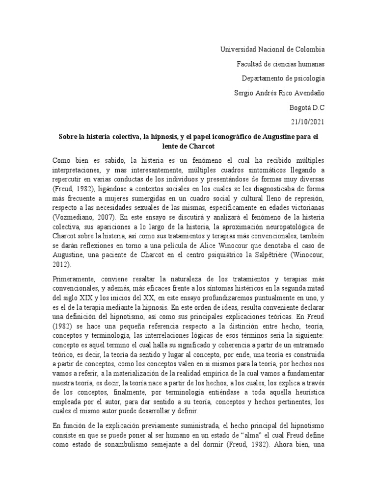 Sobre La Histeria Colectiva, La Hipnosis, y El Papel Iconografico de ...